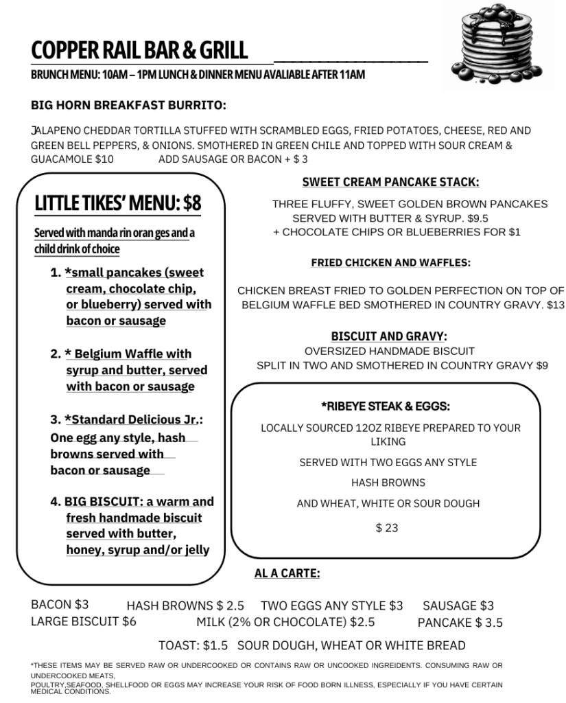 Menu – Copper Rail Brighton, Co