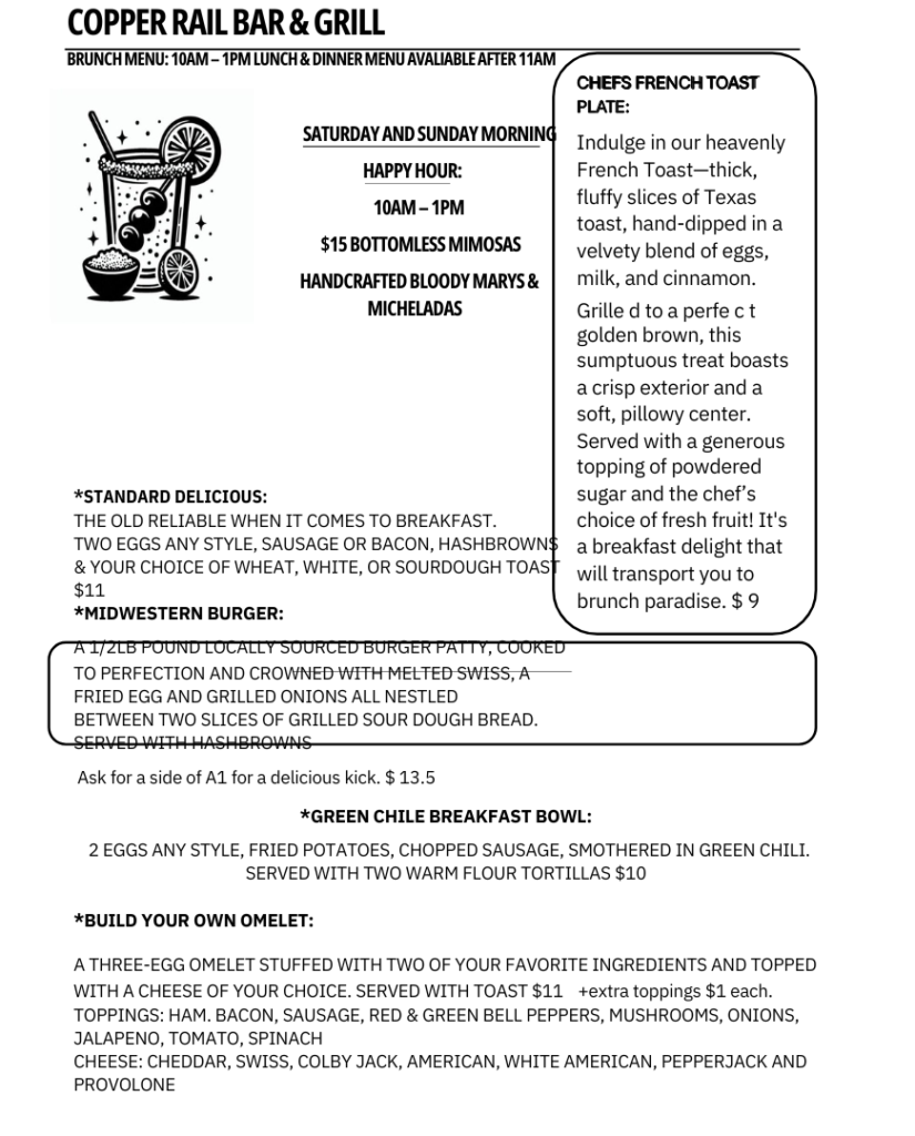 Menu – Copper Rail Brighton, Co