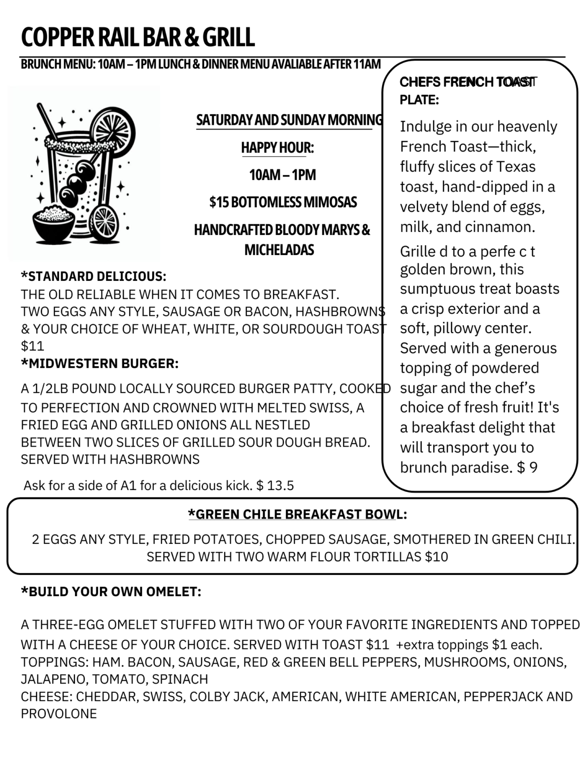 Menu – Copper Rail Brighton, Co